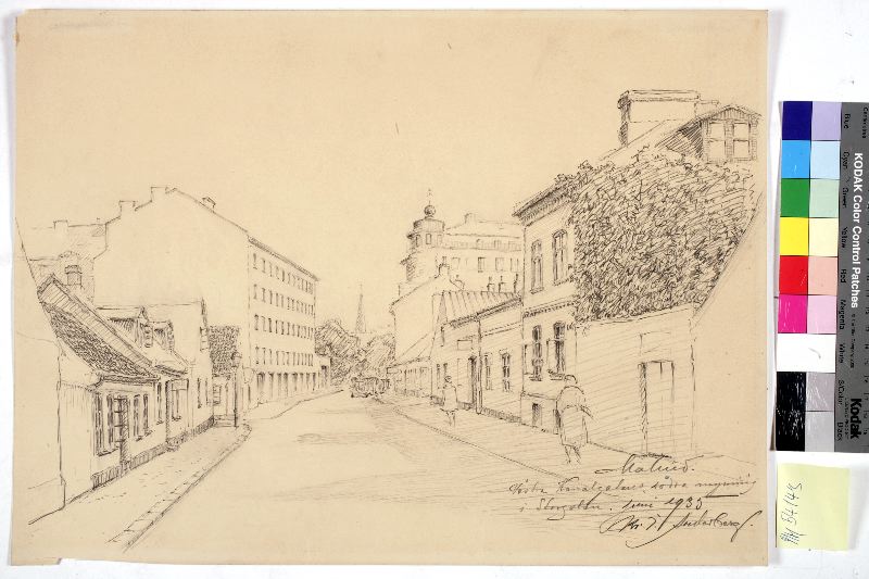 Kringla - teckning, blyertsteckning, V. Kanalgatans södra mynning