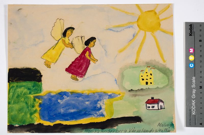 Kringla - barnteckning, teckning, akvarell, skolteckning